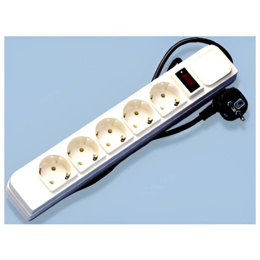 European Schuko Round pin 5-outlet power strip with 72 Joules Surge Protector - Overseas220volts
